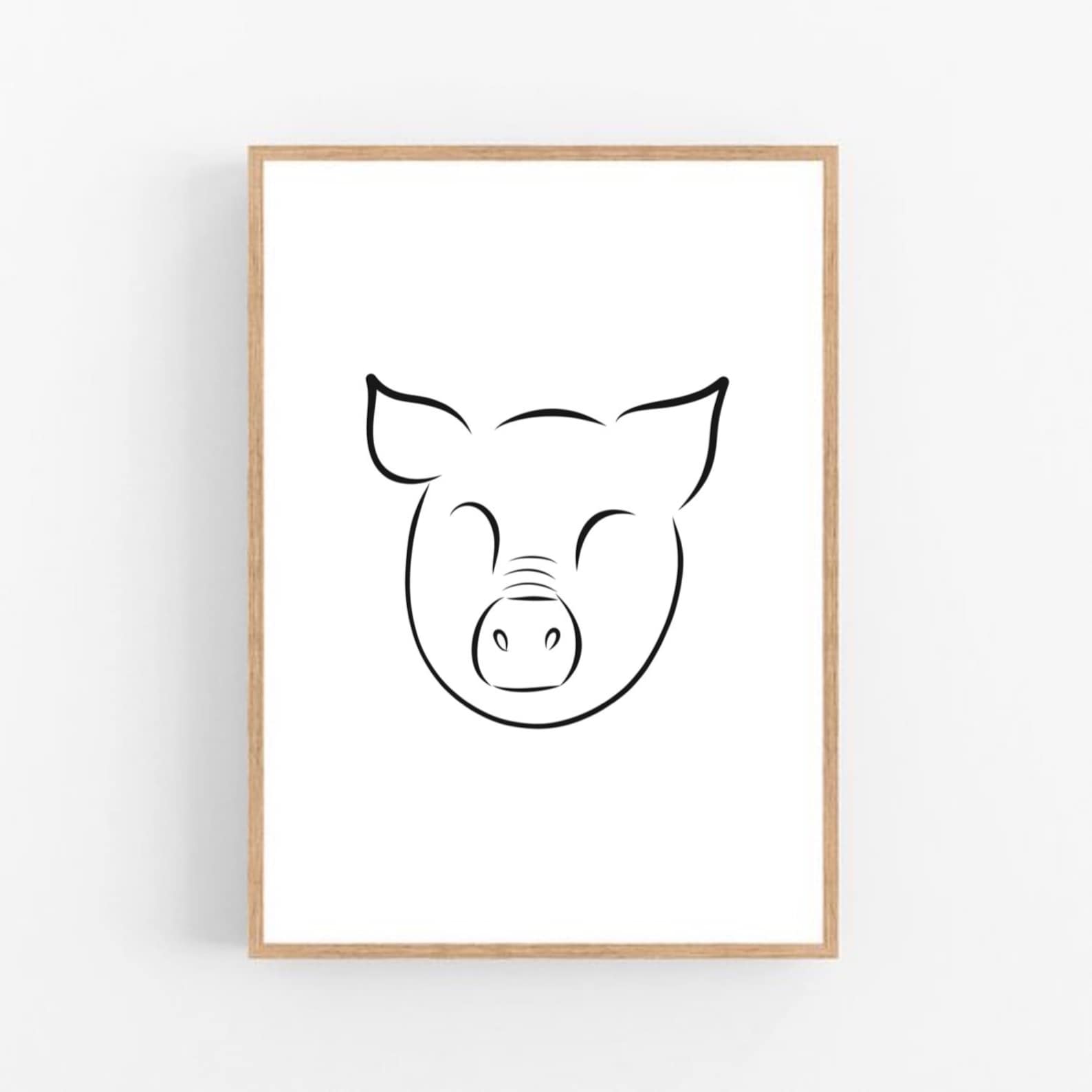Pig Line Art Pig Print Abstract Pig Wall Decor Minimalist - Etsy
