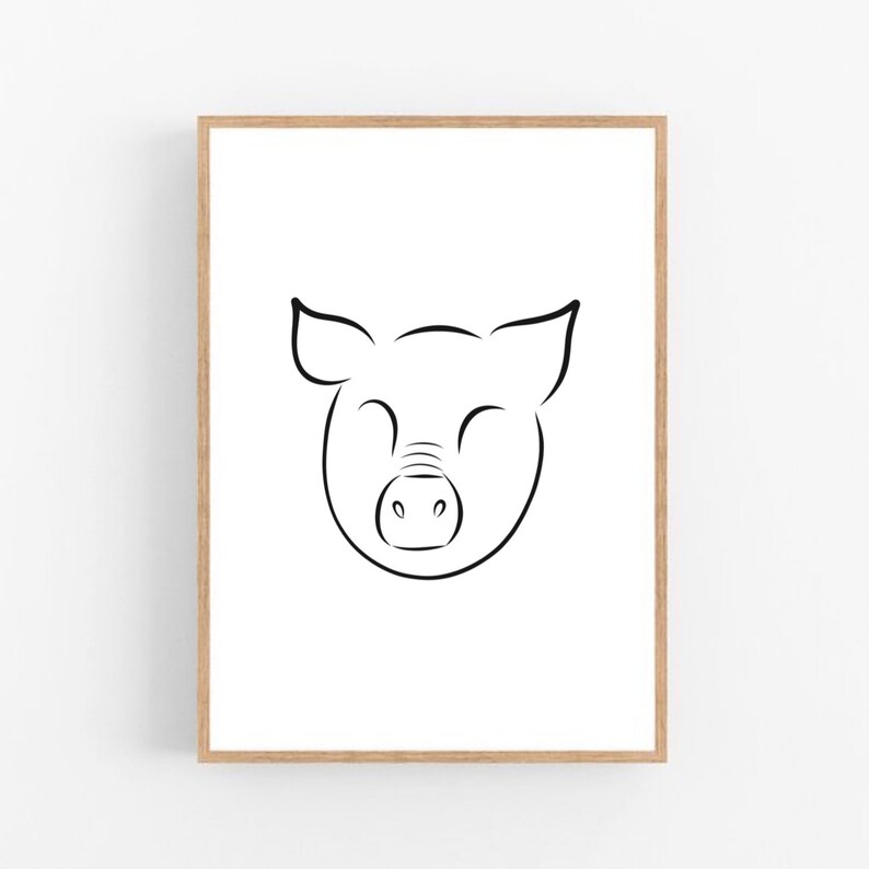 Pig Line Art Pig Print Abstract Pig Wall Decor Minimalist - Etsy