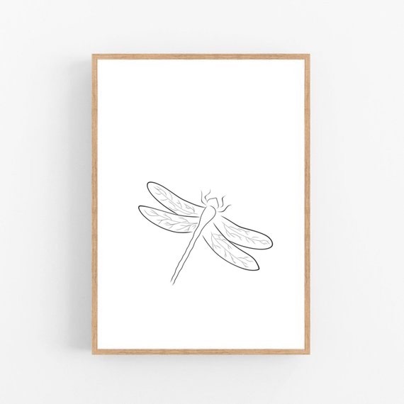 Dragonfly Line Art Dragonfly Print Abstract Dragonfly Wall - Etsy
