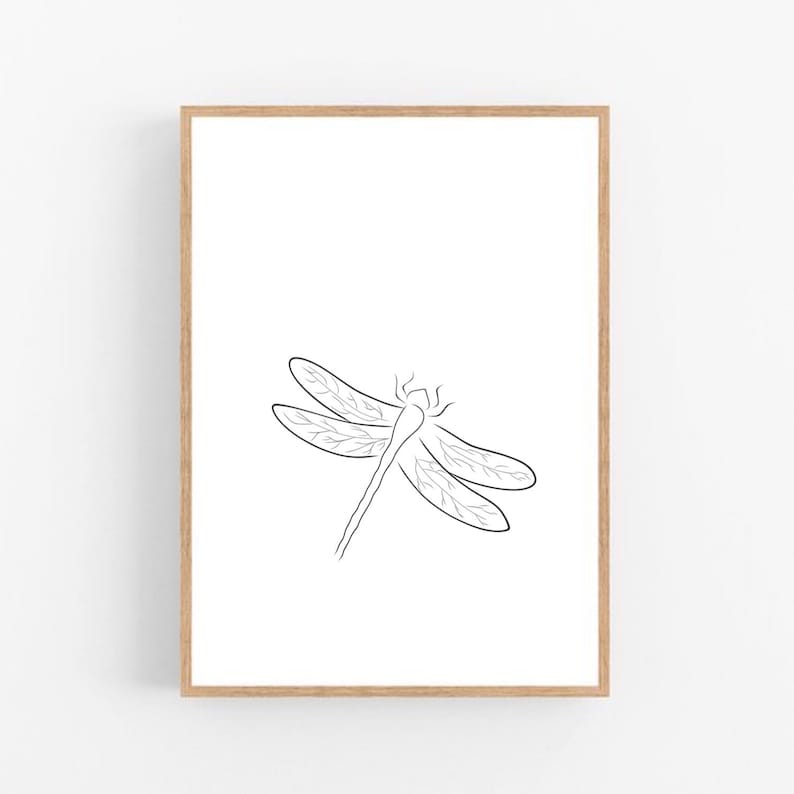Dragonfly Line Art, Dragonfly Print, Abstract Dragonfly Wall Decor ...