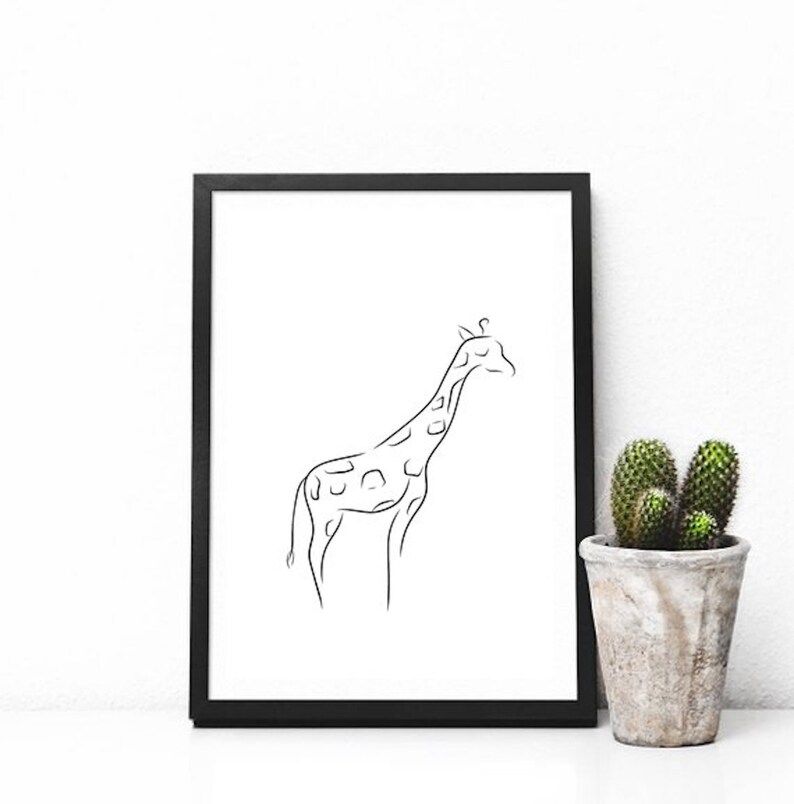 Giraffe Line Art, Giraffe Print, Abstract Animal Wall Decor, Minimalist ...
