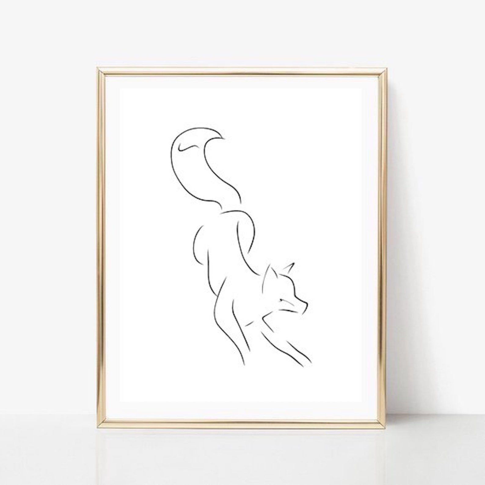 Fox Line Art Fox Print Abstract Animal Wall Decor - Etsy