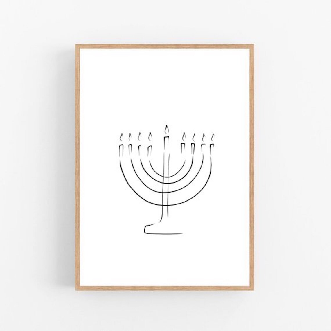 Menorah Line Art, Hanukkah Print, Abstract Holiday Wall Decor ...
