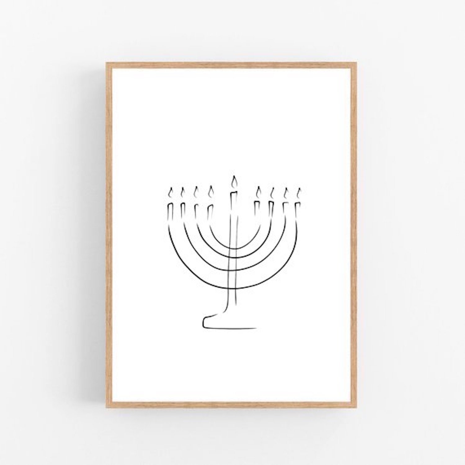 Menorah Line Art, Hanukkah Print, Abstract Holiday Wall Decor ...