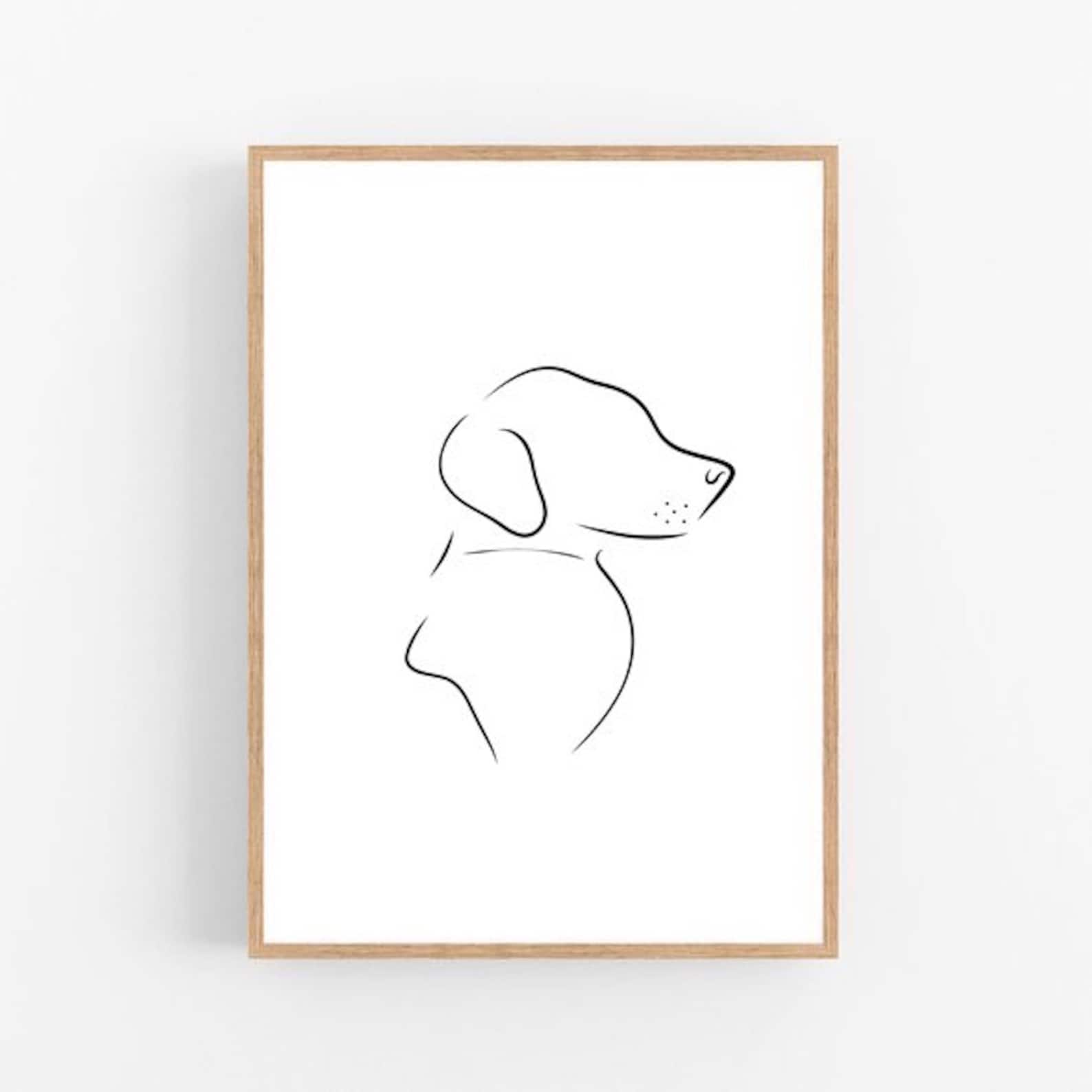 Dog Line Art Dog Print Abstract Pet Wall Decor Minimalist | Etsy