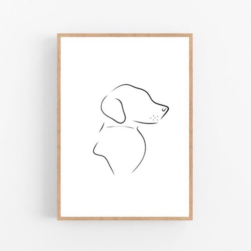 Dog Line Art Dog Print Abstract Pet Wall Decor Minimalist - Etsy