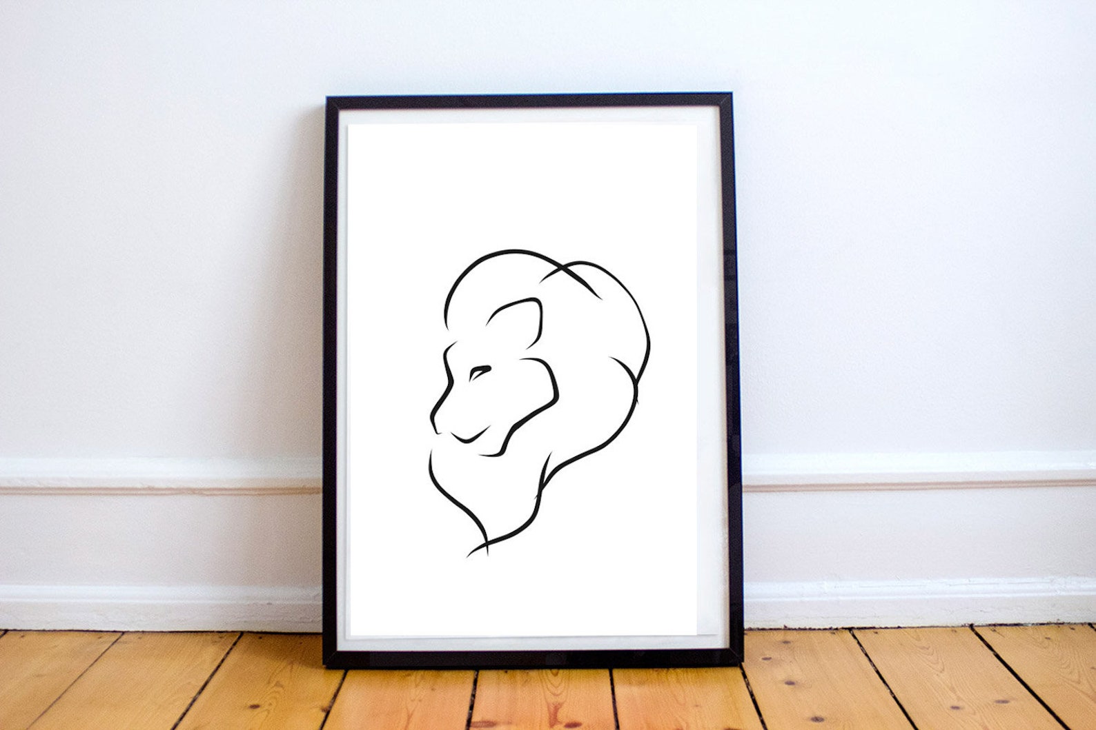 Lion Line Art Lion Print Abstract Animal Wall Decor | Etsy