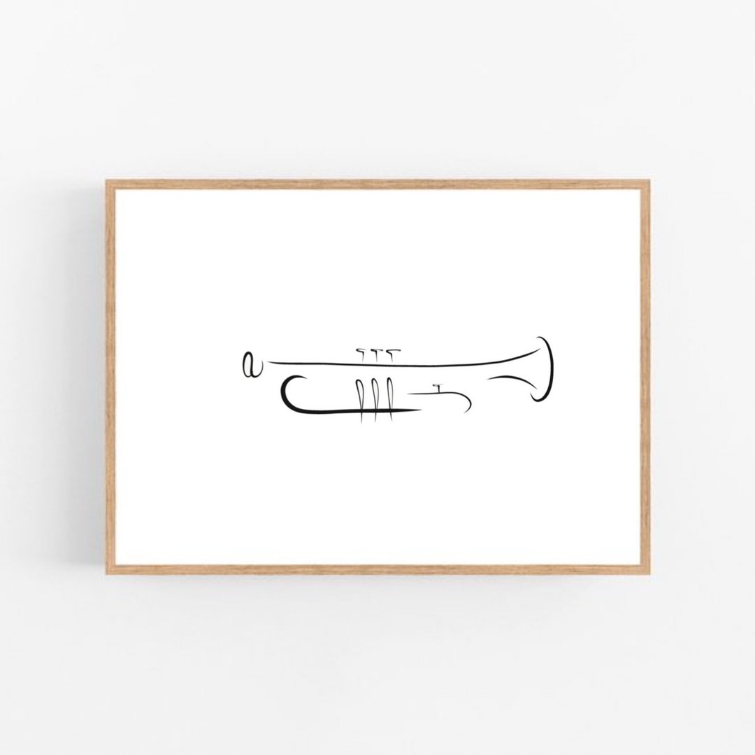 Trumpet Line Art, Trumpet Print, Abstract Trumpet Wall Decor ...