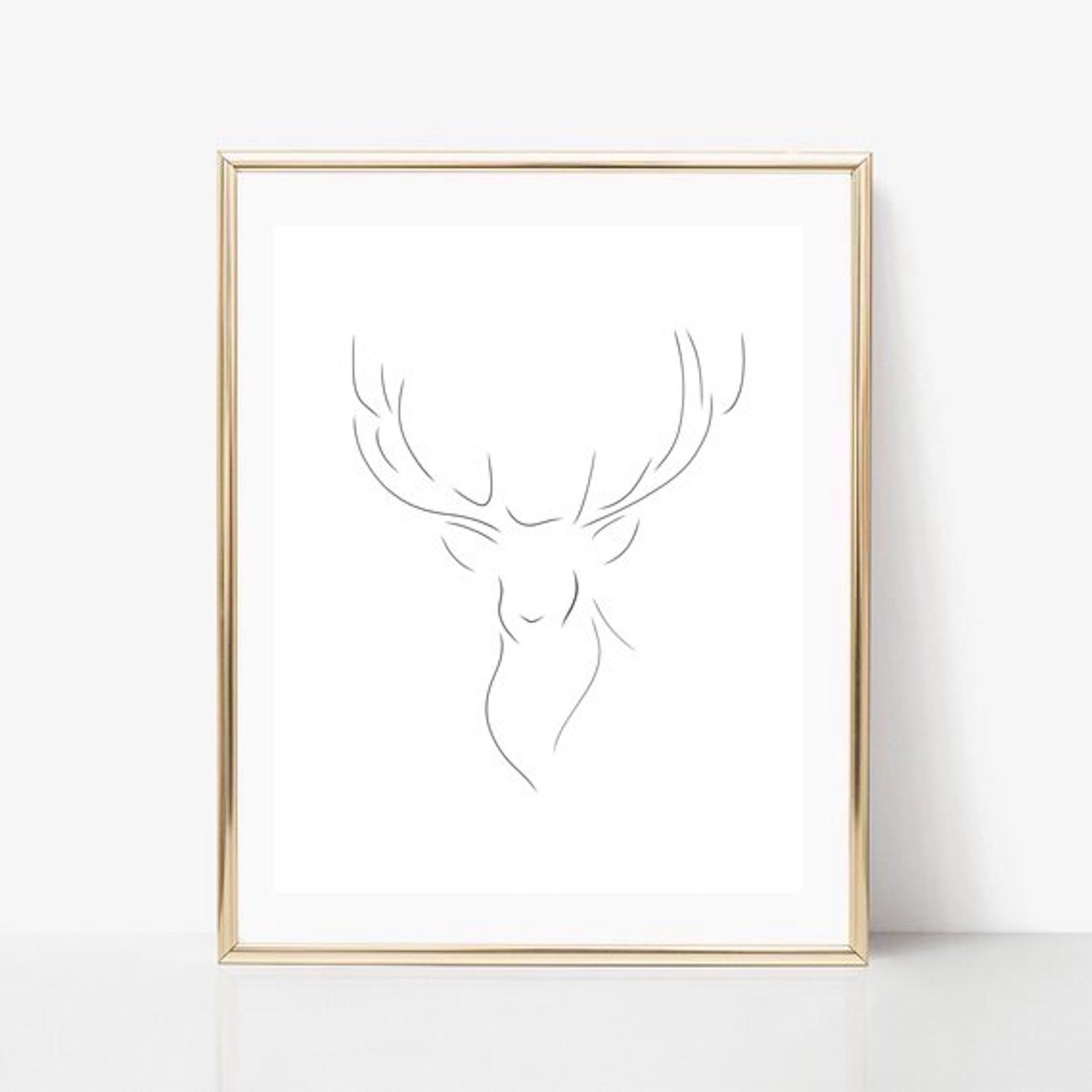 Deer Line Art, Deer Print, Abstract Forest Wall Decor, Minimalist Art ...