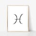 Pisces Line Art, Pisces Print, Zodiac Print, Abstract, Astrology Wall ...