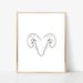 Aries Line Art, Aries Print, Zodiac Print, Abstract, Astrology Wall ...