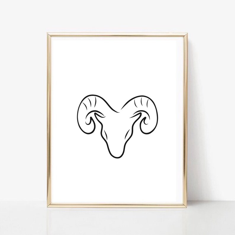 Aries Line Art, Aries Print, Zodiac Print, Abstract, Astrology Wall ...