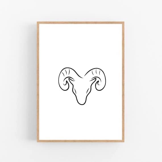 Aries Line Art Aries Print Zodiac Print Abstract Astrology Wall Decor Minimalist Art Modern Decor Sign Printable Wall Art Drawing Etsy