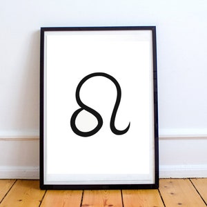 Leo Line Art, Leo Print, Zodiac Print, Abstract, Astrology Wall Decor ...