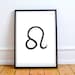 Leo Line Art, Leo Print, Zodiac Print, Abstract, Astrology Wall Decor ...