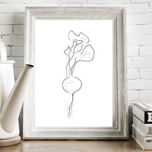 Beet Line Art, Beet Print, Abstract Food Wall Decor, Minimalist Art ...