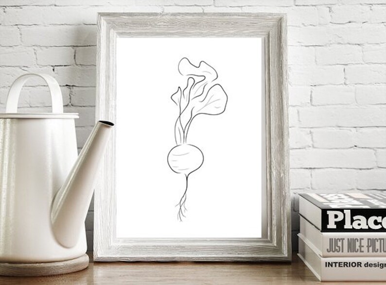 Beet Line Art Beet Print Abstract Food Wall Decor - Etsy