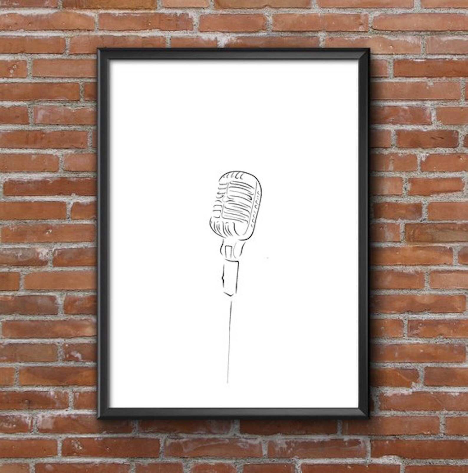Microphone Line Art Music Print Abstract Singer Wall Decor - Etsy