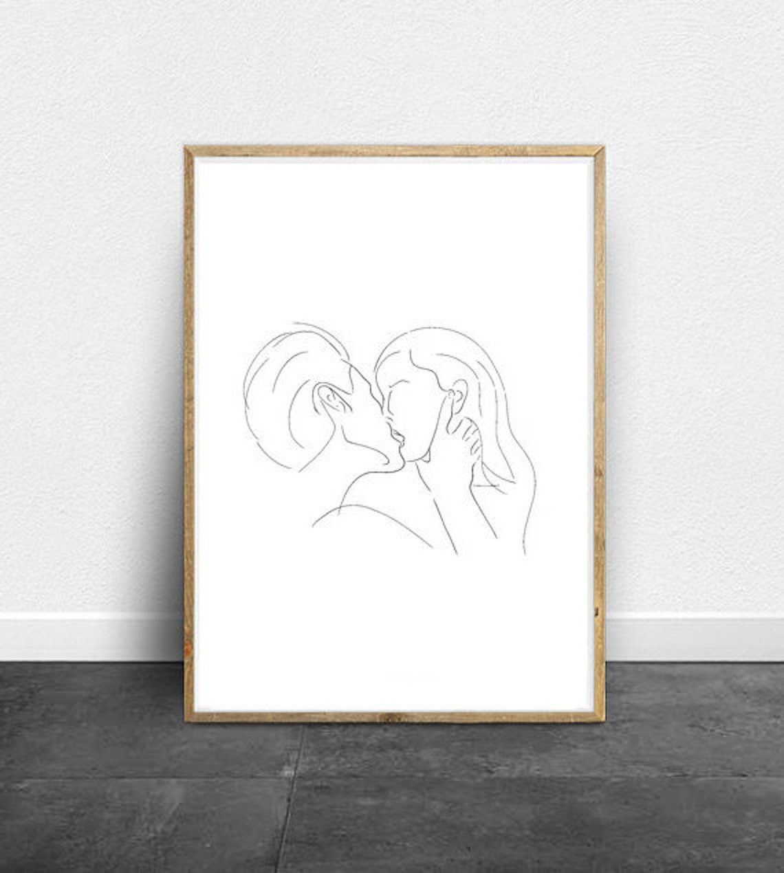 Kiss Line Art Kiss Print Abstract Couple Wall Decor | Etsy