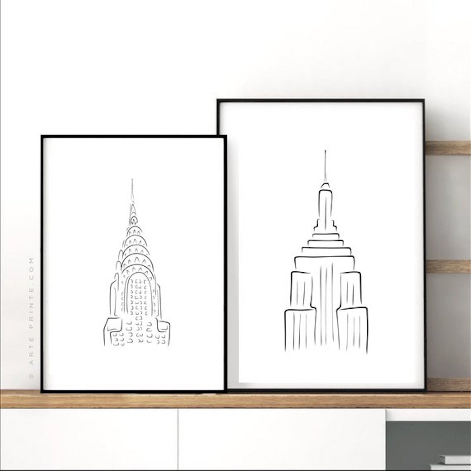 Chrysler Building Line Art, New York Print, Abstract City Wall Decor ...