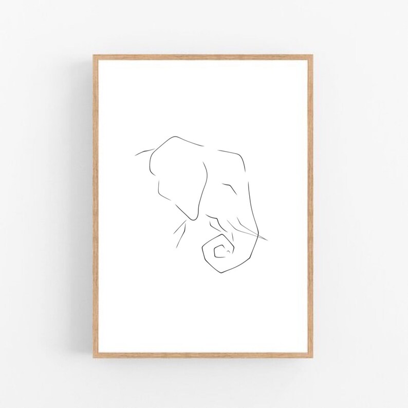Elephant Line Art Elephant Print Abstract Elephant Wall - Etsy