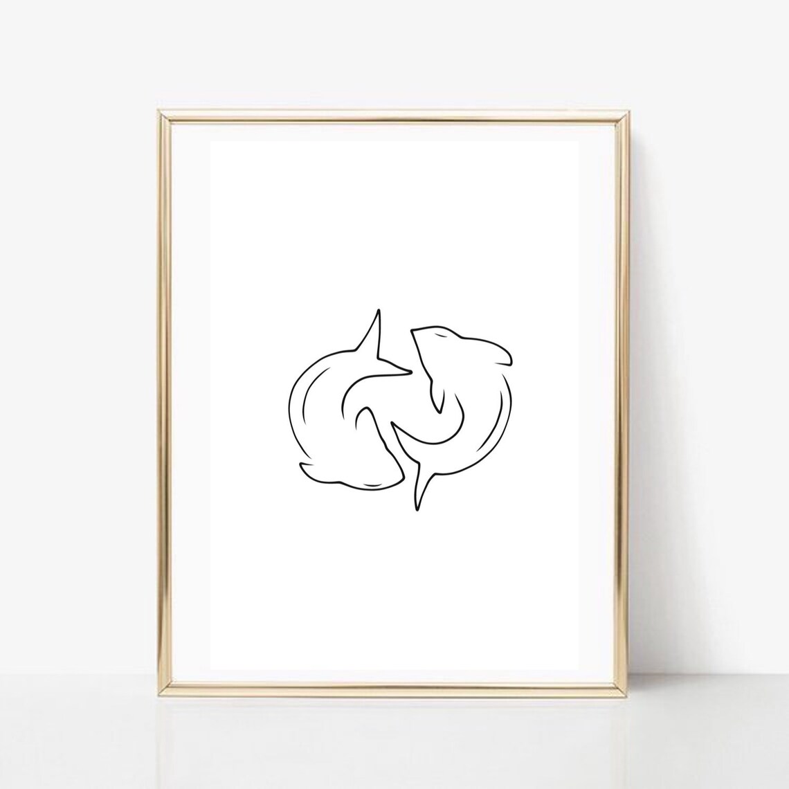 Pisces Line Art Pisces Print Zodiac Print Abstract | Etsy