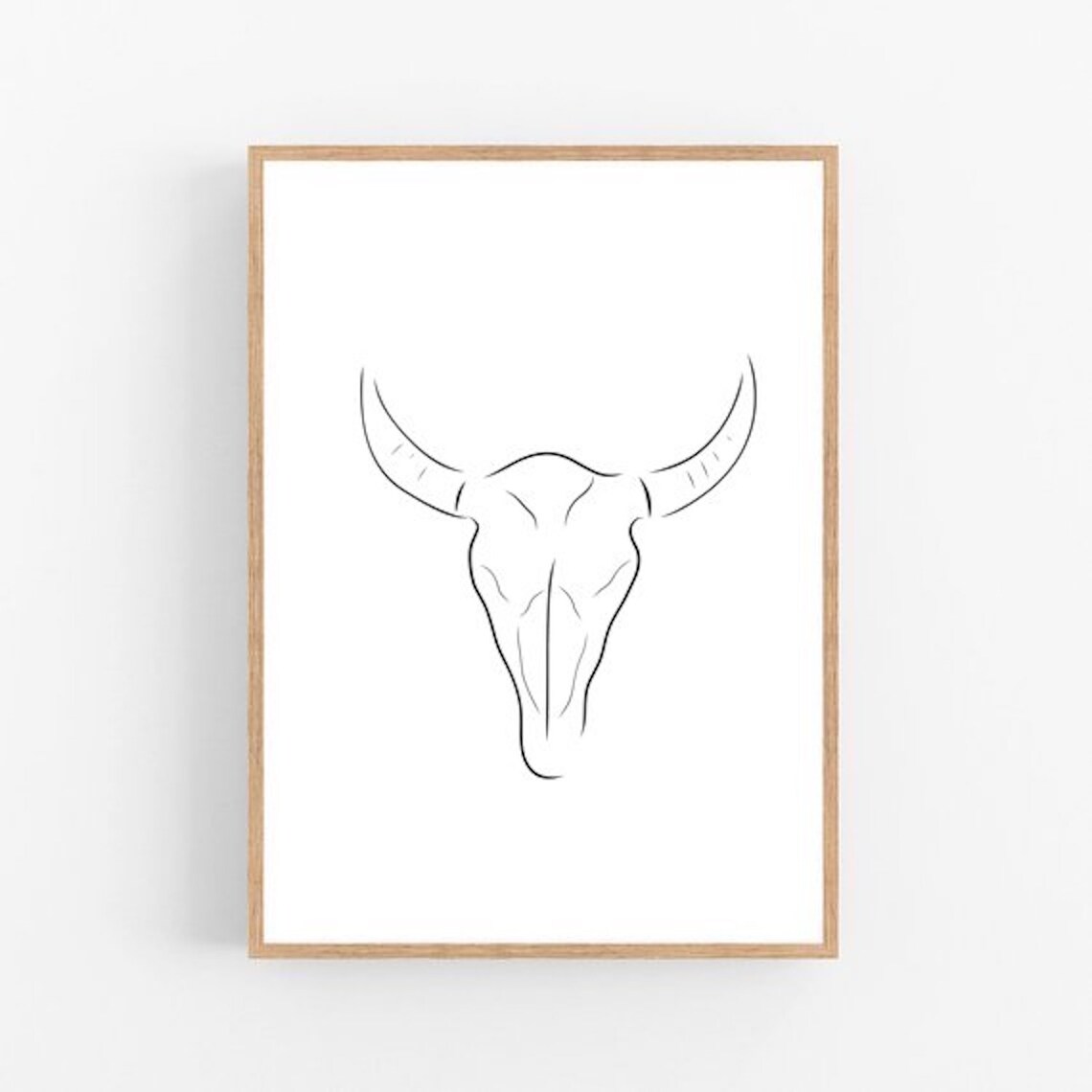 Bull Line Art Skull Print Cow Skull Abstract Western Wall | Etsy