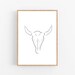 Bull Line Art, Skull Print, Cow Skull, Abstract Western Wall Decor ...