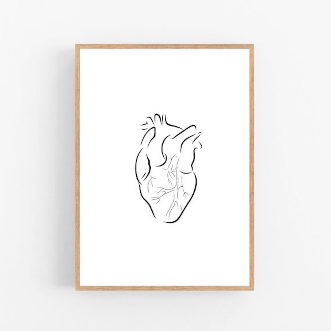 Heart Line Art, Heart Print, Abstract Hearts Wall Decor, Minimalist Art ...