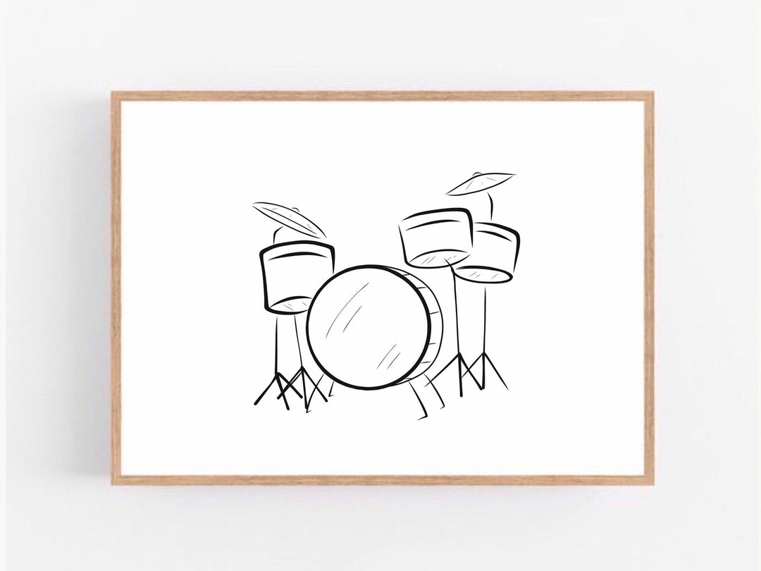Drum Line Art, Drum Print, Drums Wall Decor, Minimalist Art, Modern ...