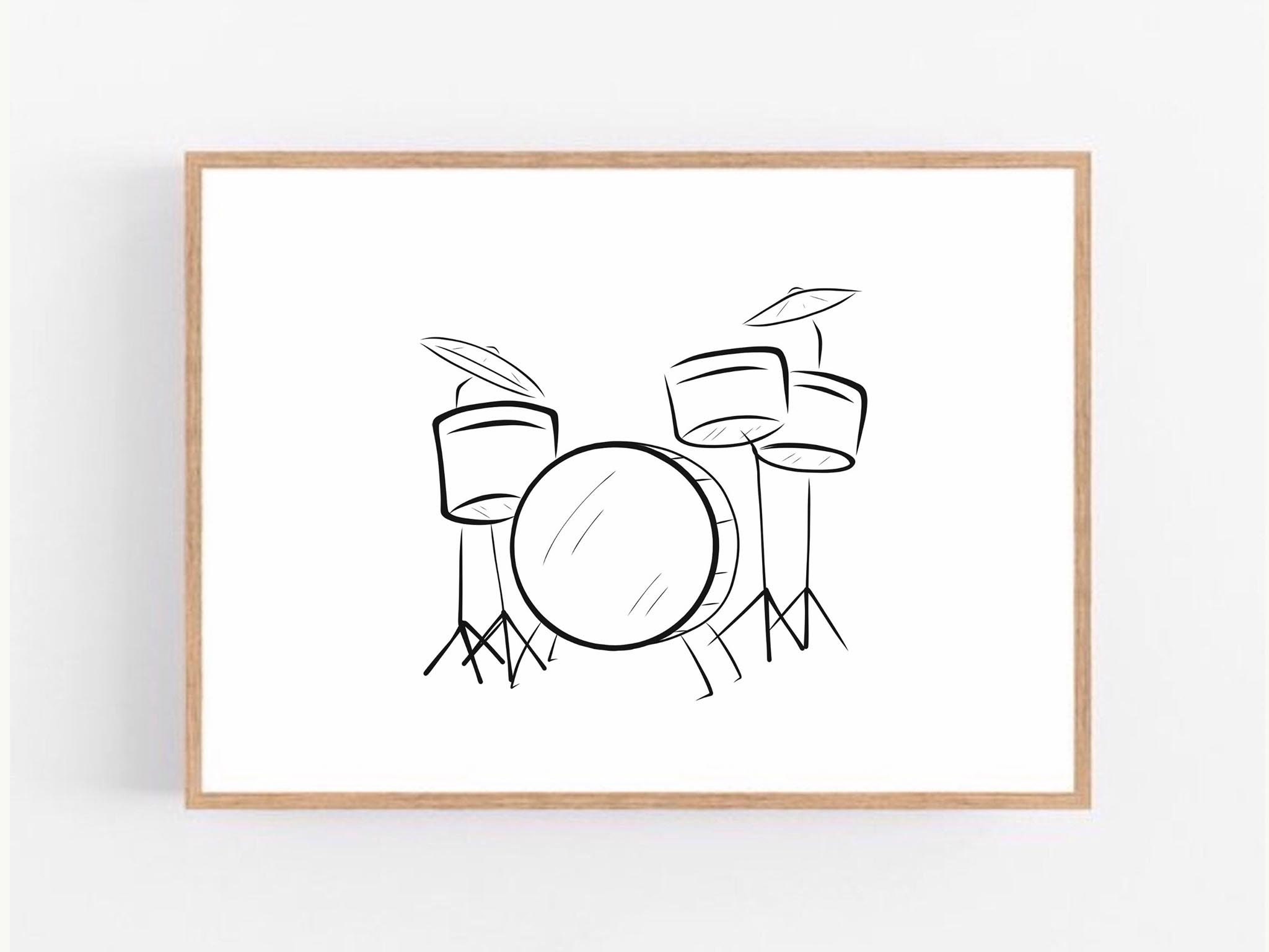 Drum Line Art, Drum Print, Drums Wall Decor, Minimalist Art, Modern ...