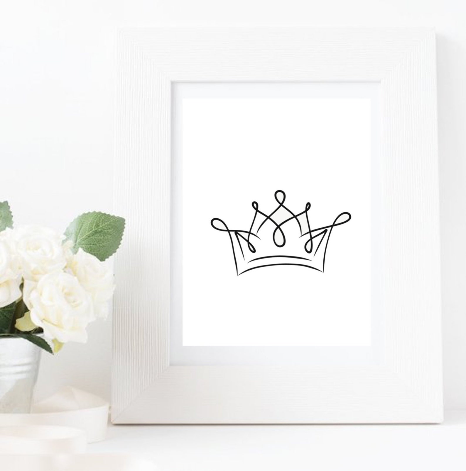 Crown Line Art, Crown Print, Abstract Crown Wall Decor, Minimalist Art ...