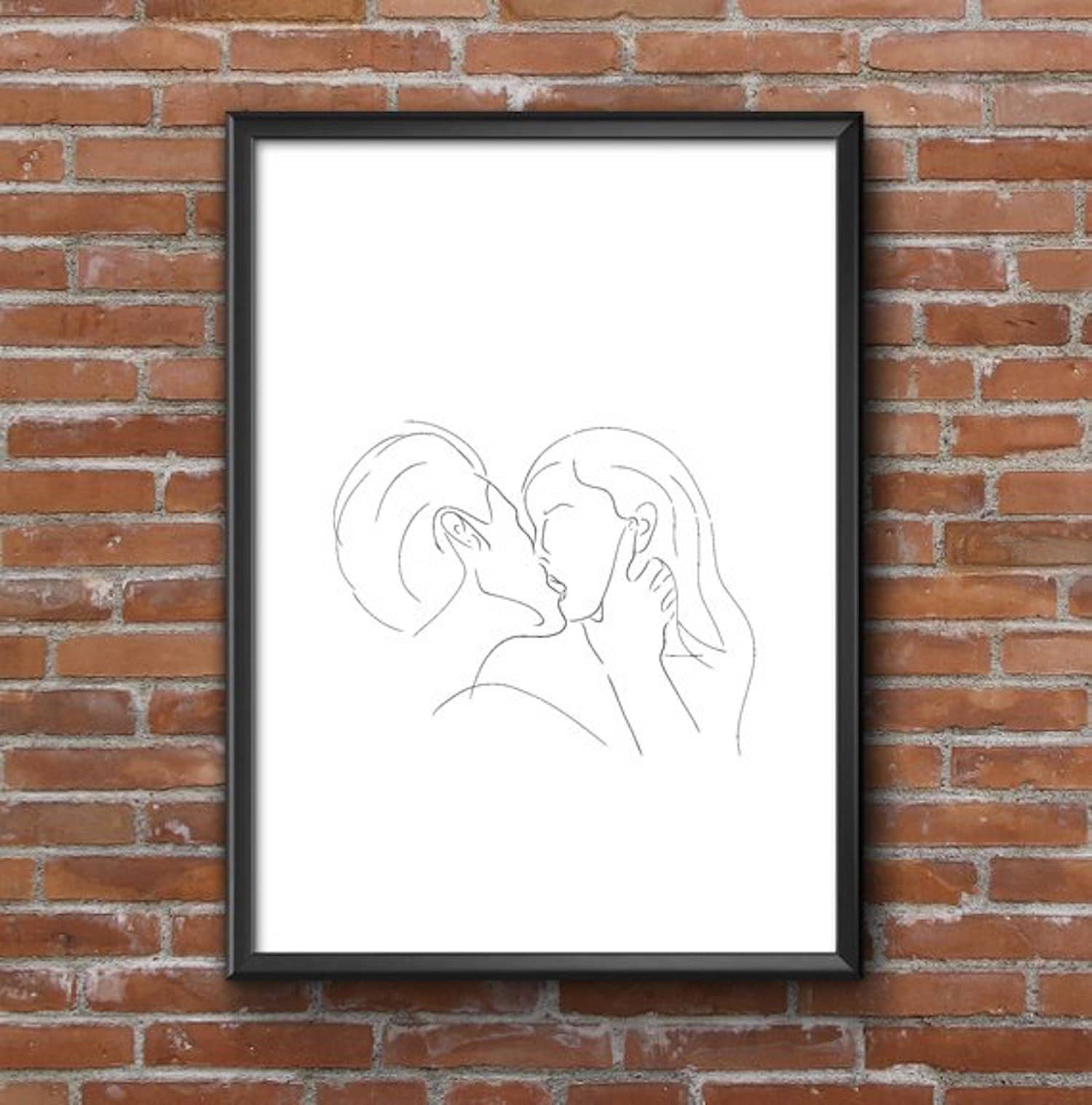 Kiss Line Art Kiss Print Abstract Couple Wall Decor | Etsy