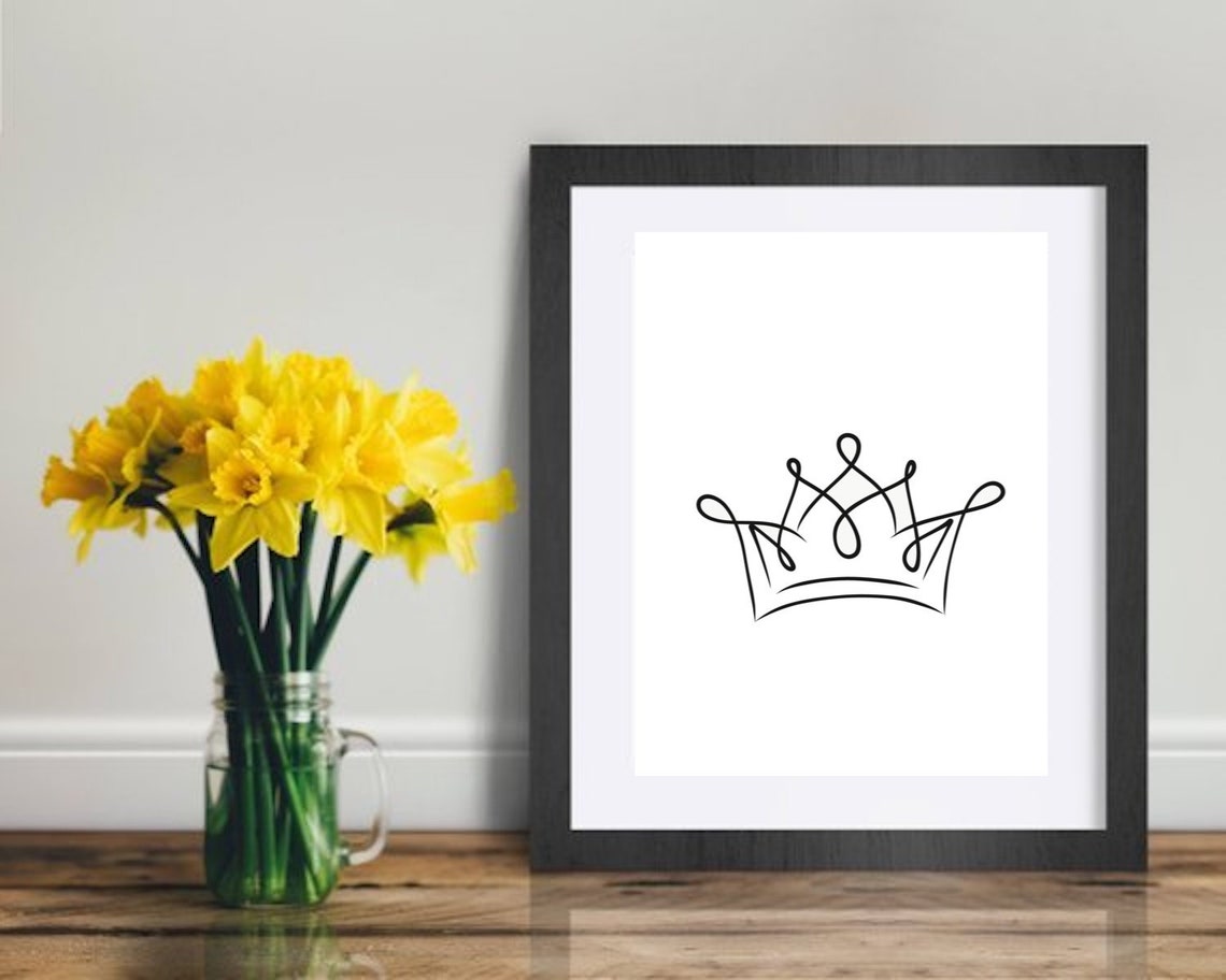 Crown Line Art, Crown Print, Abstract Crown Wall Decor, Minimalist Art ...