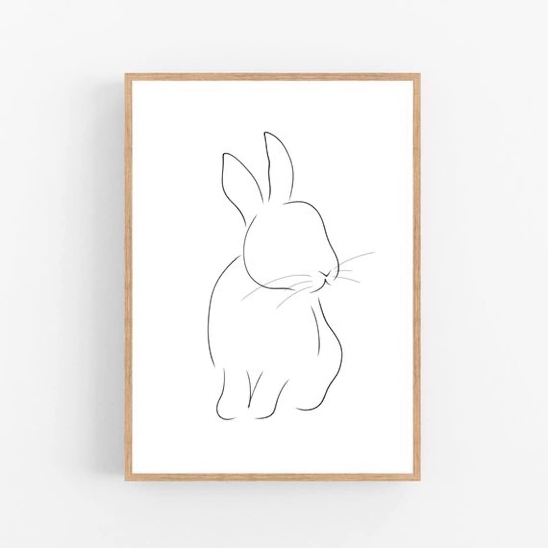 Bunny Line Art, Rabbit Print, Bunny Print, Abstract Animal Wall Decor ...