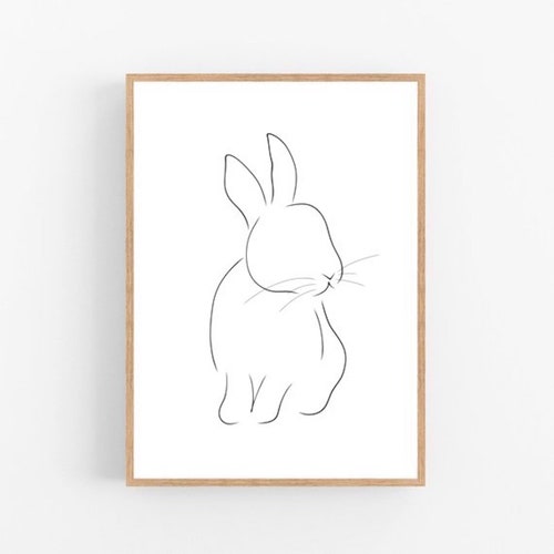 Bunny Line Art Rabbit Print Bunny Print Abstract Animal - Etsy