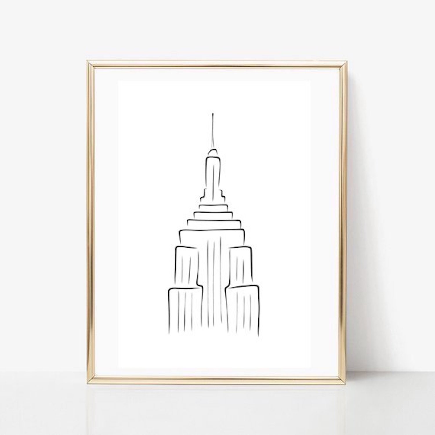 Empire State Building line art New York print Abstract NYC | Etsy