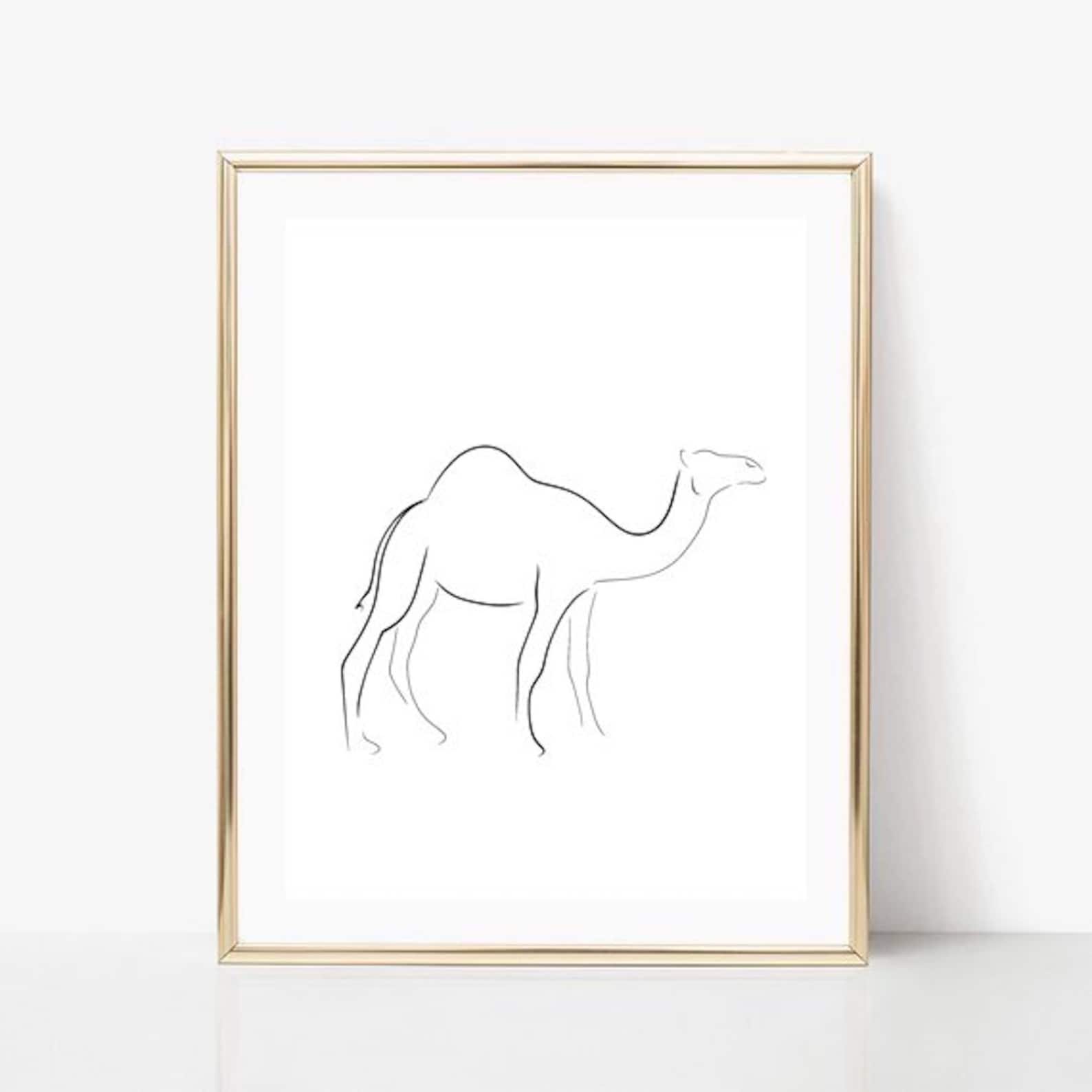 Camel Line Art, Camel Print, Abstract Camels Wall Decor, Minimalist Art ...