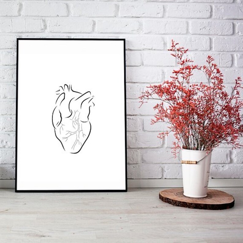 Heart Line Art, Heart Print, Abstract Hearts Wall Decor, Minimalist Art ...