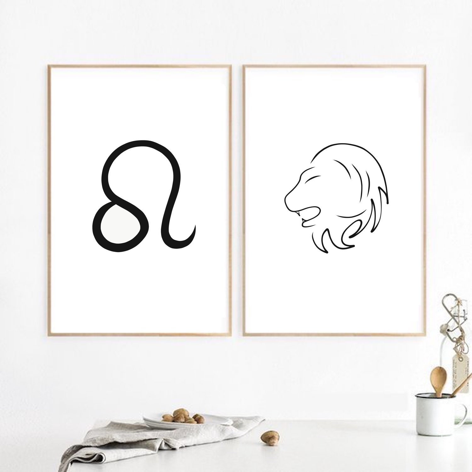 Leo Line Art, Leo Print, Zodiac Print, Abstract, Astrology Wall Decor ...