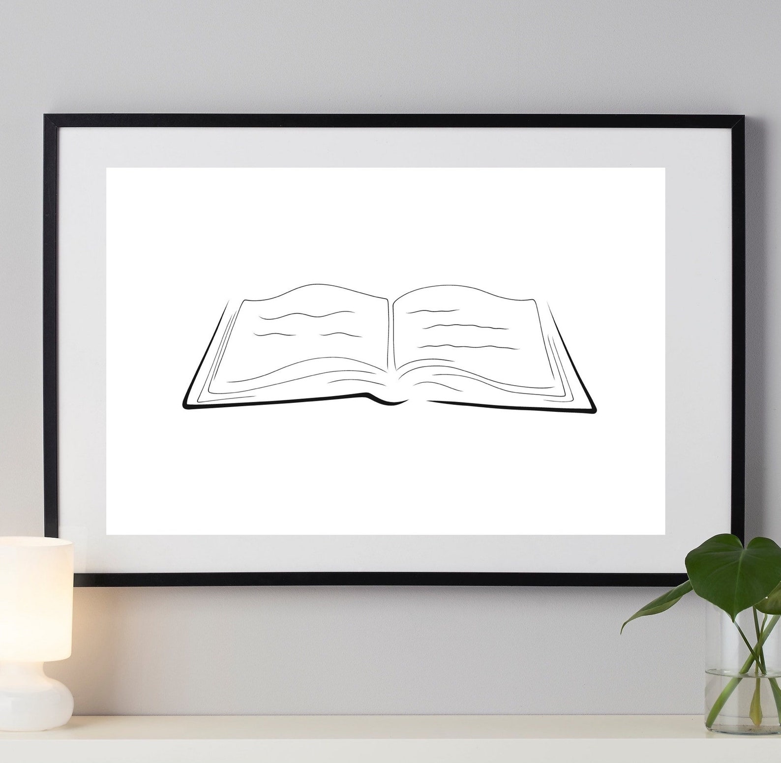 Book Line Art, Book Print, Abstract Book Wall Decor, Minimalist Art ...