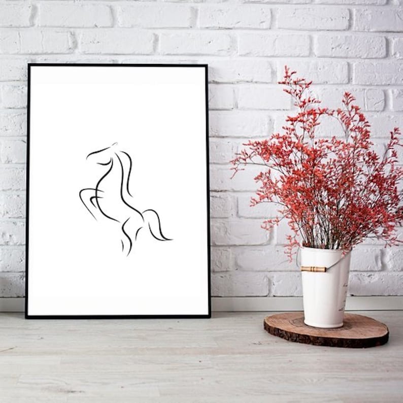 Horse Line Art, Horse Print, Abstract Animal Wall Decor, Minimalist Art ...