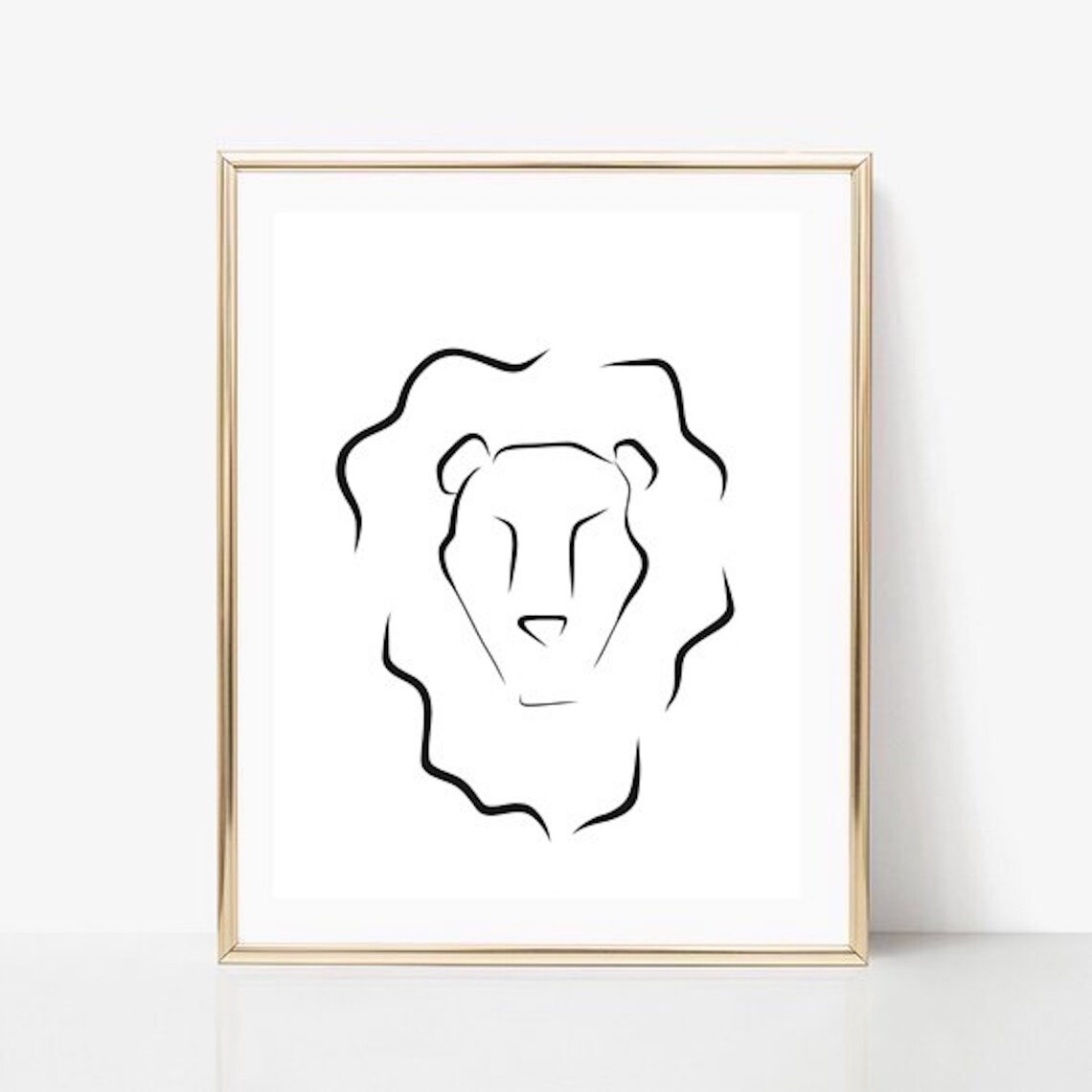 Lion Line Art Lion Print Abstract Animal Wall Decor | Etsy