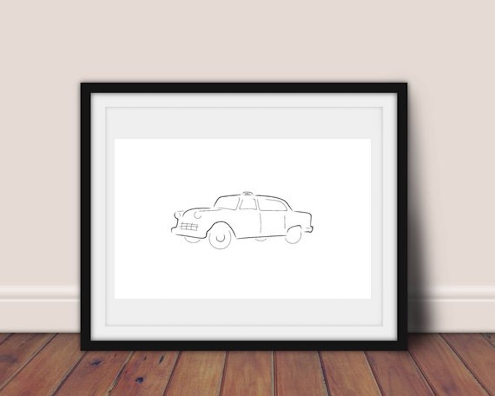 Taxi Line Art, Taxi Print, Abstract New York Wall Decor, Minimalist Art ...