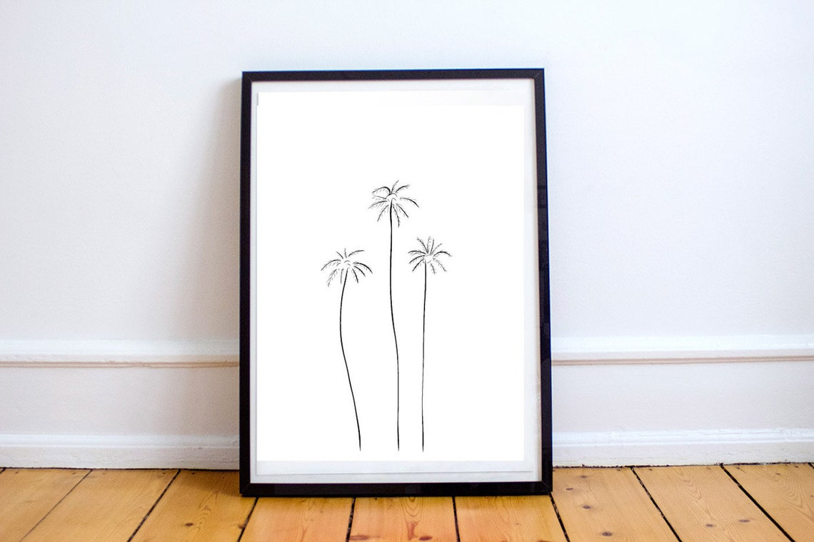 Palm Tree Line Art Palm Tree Print Abstract Palm Wall Decor | Etsy