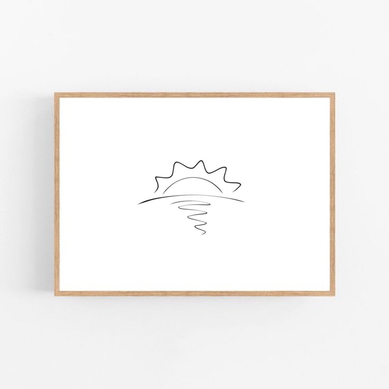 Sunrise Line Art Sunrise Print Abstract Sun Wall Decor - Etsy