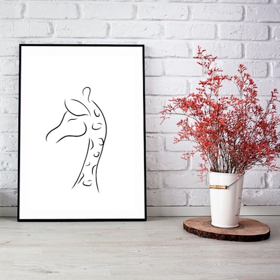 Giraffe Line Art, Giraffe Print, Abstract Animal Wall Decor, Minimalist ...