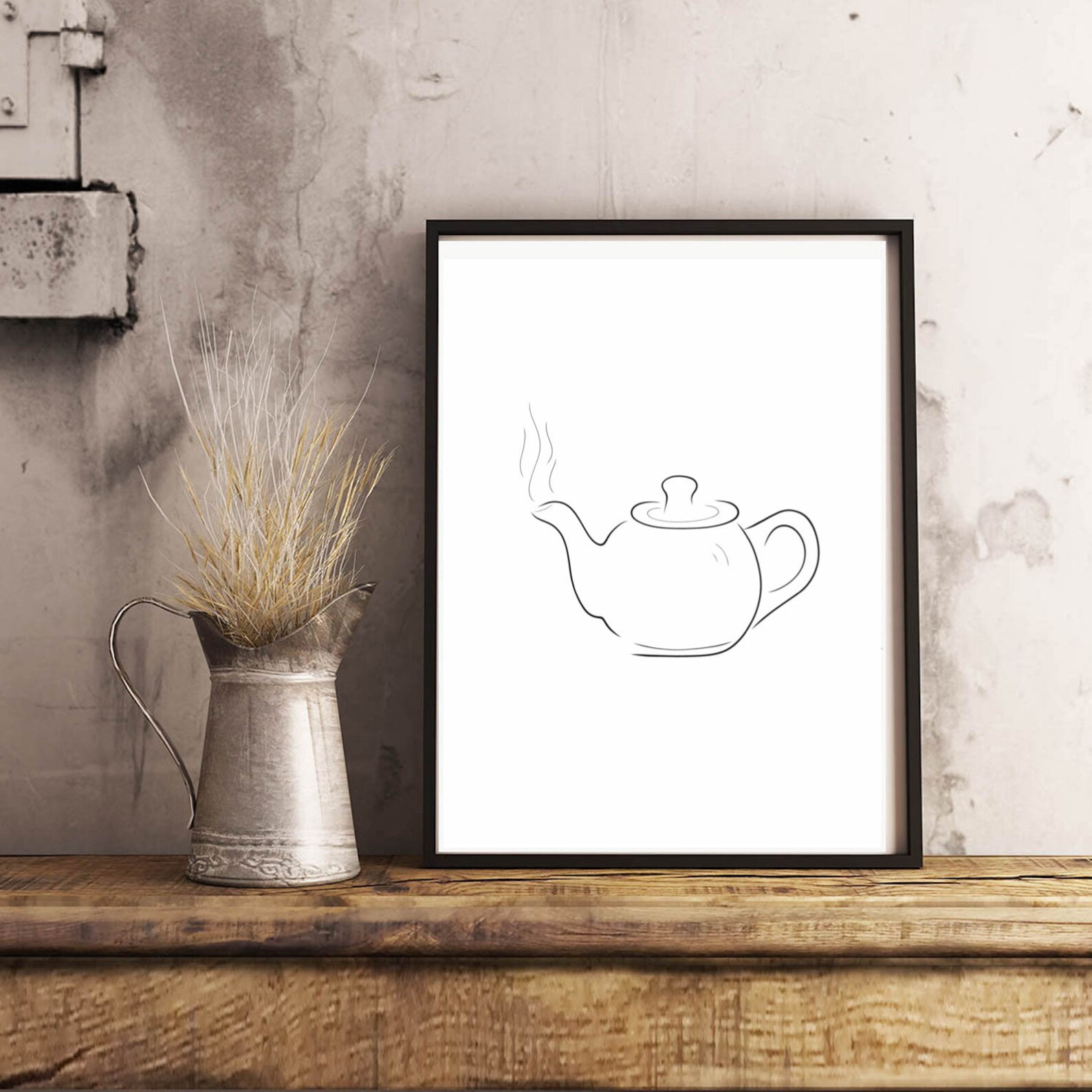 Teapot Line Art, Teapot Print, Abstract Teapot Wall Decor, Minimalist ...