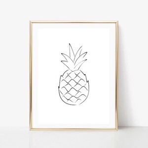 Pineapple Line Art, Pineapple Print, Abstract Food Wall Decor ...