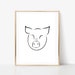 Pig Line Art, Pig Print, Abstract Pig Wall Decor, Minimalist Art ...
